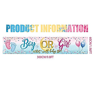 Gender Reveal Yard Sign,Boy or Girl Banner and Blue Pink Balloons,What Will Baby Be Boy or Girl Gender Reveal Party Supplies
