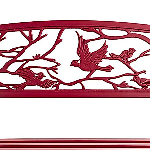 Sun-Ray 213049 Perched Birds Metal Park Patio Bench, Red