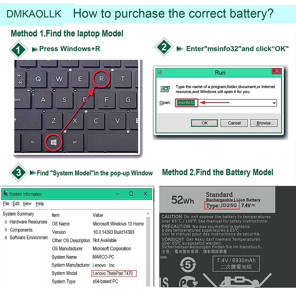 DMKAOLLK XPS 13 9350 9343 JD25G 90V7W Battery for Dell XPS13 XPS 13 9343 9350 P54G JHXPY JHXPY53 5K9CP 05K9CP 090V7W XPS13D-9343-1708 13D-9343-3708 13-9350-D1508G 13-9350-350 13-9350-D1608 13-9350