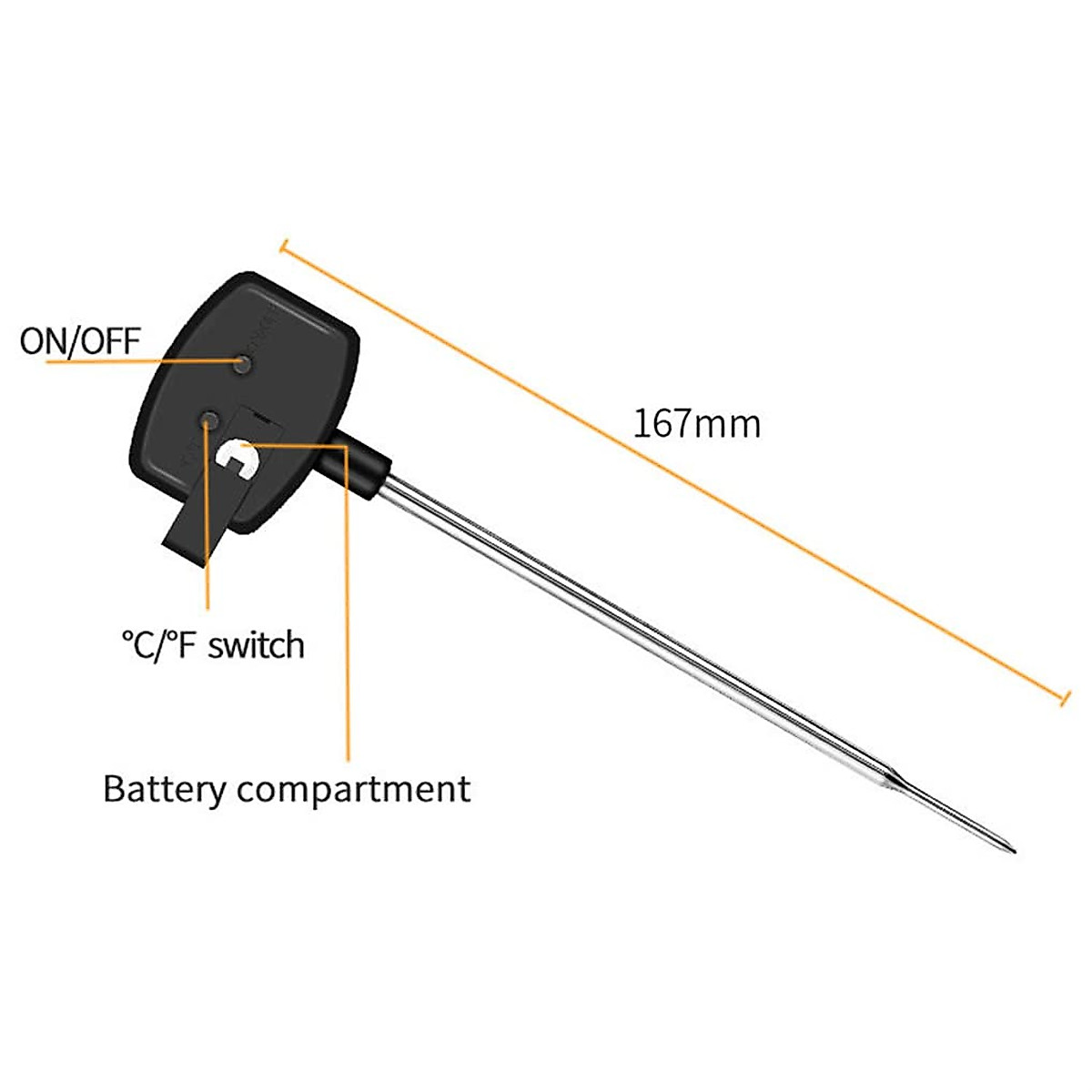 Digital Food Thermometer Probe for Cooking Meat, BBQ, Grilling, Liquid, Candy, Oil Deep Fry - Instant Read with Large LCD Screen and Pen Clip