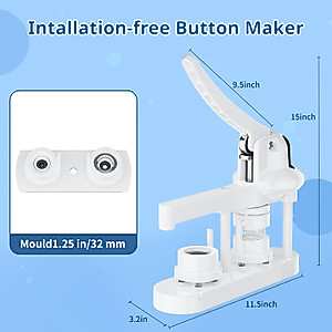 Tigoola Button Maker Machine,32mm(1.25 inch) Pin Maker Machine,Button Press Machine,Badge Press Machine,Craft Gifts for Kids with Free Button Supplies