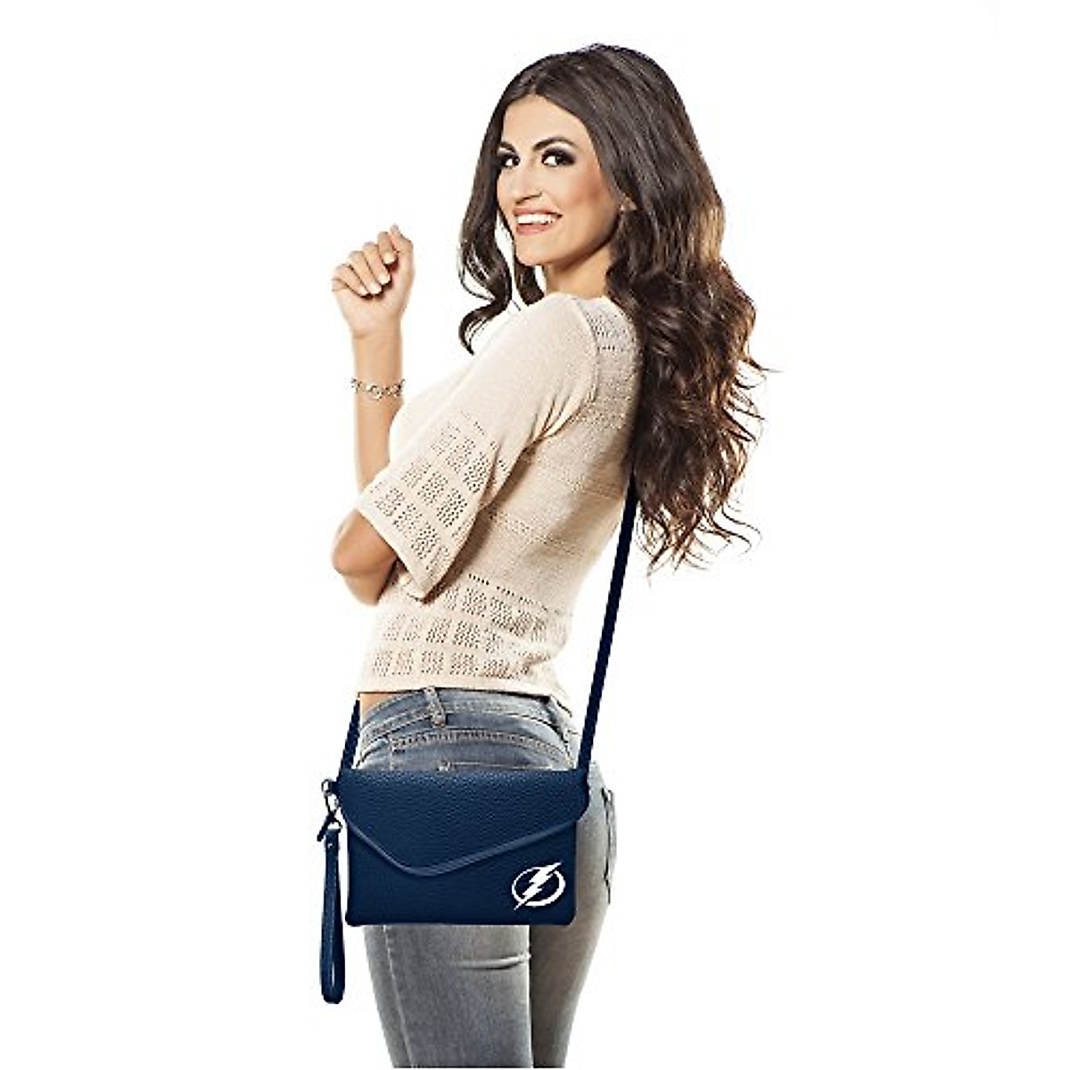 Littlearth womens NHL Tampa Bay Lightning Pebble Fold Over Crossbody Purse, Team Color, 6”x 9" x 0.75”