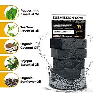 Premium Tea Tree Oil Soap - USA Made Bar Soap for BJJ, Jiu Jitsu, Wrestling, and Grappling (2-Pack of 4 Ounce Soap Bars, Activated Charcoal)