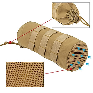 LOOGU Sports Water Bottle Pouch Bag, Molle Water Bottle Holder with Drawstring Open Top & Mesh Bottom, Travel Mesh Water Bottle Bag Tactical Hydration Carrier