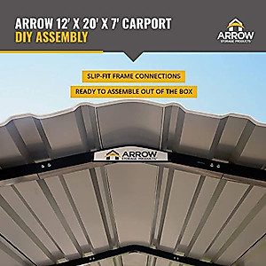 Arrow Shed 12 x 20 x 7-Foot Heavy Duty Galvanized Steel Metal Multi-Use Shelter, Shade, Carport, 12' x 20' x 7', Charcoal color