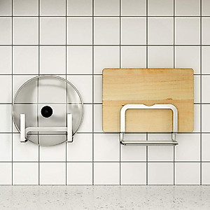 Self Adhesive Stainless Steel Pan Cover Racks ,Pantry Organization Rack, Cutting Board Storage , Pot Lid Holder (2 Pack)