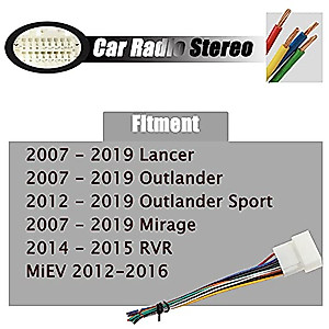 RED WOLF 20 Pin Radio Wire Harness Replacement for Select 2007-2019 Mitsubishi Lancer Outlander Mirage Stereo Install Connector Adapter Plug
