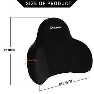 Achiou Lumbar Support Pillow for Office Chair, Back Support Pillow for Car Computer Gaming Chair, Memory Foam Pad Back Cushion for Back Pain Relief Boost Your Lower Back Comfort Zone