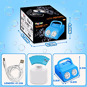 Kids Bubble Machine Automatic Bubble Blower - FUNNYB&G Bubble Maker 16000+ Bubbles Per Minute Bubble Toy for Parties Outdoor Wedding Christmas Birthday (Operated by Plugin or Batteries)