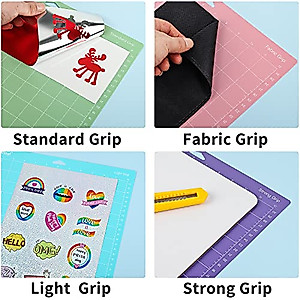 Cutting Mats for Cricut - Lya Vinyl 8 Pack Variety Cutting Mats 13x14 INCH, Cutting Mats for permanent Vinyl(StandardGrip, LightGrip, StrongGrip, FabricGrip) for Explore Air Series & Accessories