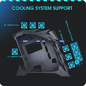 Vetroo K1 Pangolin Mid-Tower ATX PC Gaming Case, Dual Tempered Glass, USB 3.0 I/O Panel High Airflow Computer Case Max 360mm Water Cooler Support (Fans are not Included)
