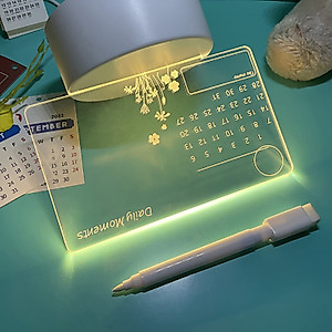 PONPRNGY Note Lamp Write On - Acrylic Dry Erase Board with Light, Creative Night Light with Message Board, LED Acrylic Memo Board with Pen, LED Letter Message Board for Office School Home (USB/B)