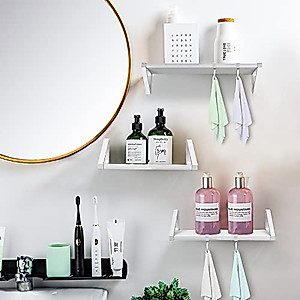 Lixintray Floating Shelves Wall-Mounted 3-Piece Set for Living Room/Bedroom/Bathroom/Kitchen/Room Storage and Decorative Steel Wall-Mounted Shelf (White)