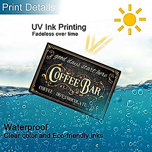 Coffee Bar Sign Hot Chocolate and Tea Vintage Metal Plaque Signs for Kitchen Cafe Pub Home Coffee Station Decor 8 x 12 inch