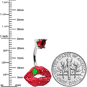 Body Candy Womens Steel Navel Ring Piercing Lucky Lips St Patricks Day Shamrock Heart Double Mount Belly Button Ring