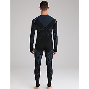 SEARIPE Mens Thermal Underwear, Ski Base Layer - Long Sleeve Compression Tops & Long Johns Bottom Sets Quick Drying (SE111,M-BK,S)