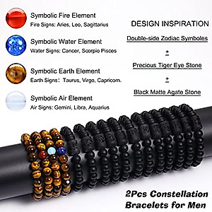Zodiac Taurus Gifts Bracelets for Men Women, Mens Taurus Gifts Natural Tiger Eye & Matte Agate Stone Zodiac Beaded Bracelets Constellation Horoscope Jewelry Taurus Gifts Bracelets for Men Women