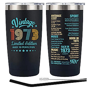 Henghere Happy 50th Birthday Gifts for Men women, 50 Years Old Gifts, Fifty Birthday Present, Funny Birthday Tumbler Cup Gifts（Black）