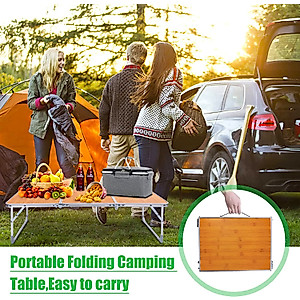 LJMBOEN Folding Camping Table,Portable Picnic Table Foldable Lightweight Outdoor Aluminum Legs,3 Fold Beach Table Carrying Handle for Beach Party Picnic Beach Home Office Cooking
