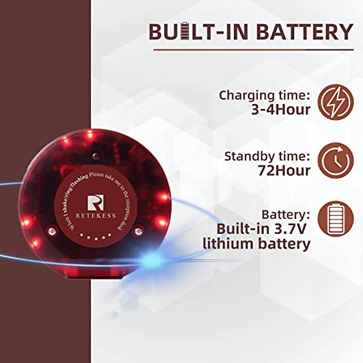 Retekess T119 Restaurant Pager,Pagers for Restaurants,Check Call Records,Max 999 Beepers,2 Charging Ways,10 Pagers for Church,Hospital,Food Truck,Clinic