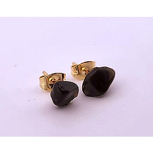 Natural Black Onyx Gold Stud Earrings NBOGSE2