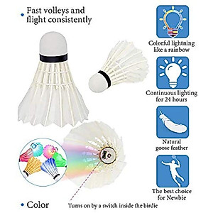 YYZP 6-Pack LED Badminton Shuttlecocks, Badminton Birdies Glow in The Dark Birdie Badminton Set for Outdoor/Indoor Lighting Sport Activities Game