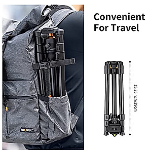 K&F Concept 64 inch/163cm Camera Tripod,Lightweight Aluminum Travel Outdoor Tripods with 360 Degree Ball Head Load Capacity 8kg/17.6lbs,Quick Release Plate, for DSLR Cameras K234A0+BH-28L