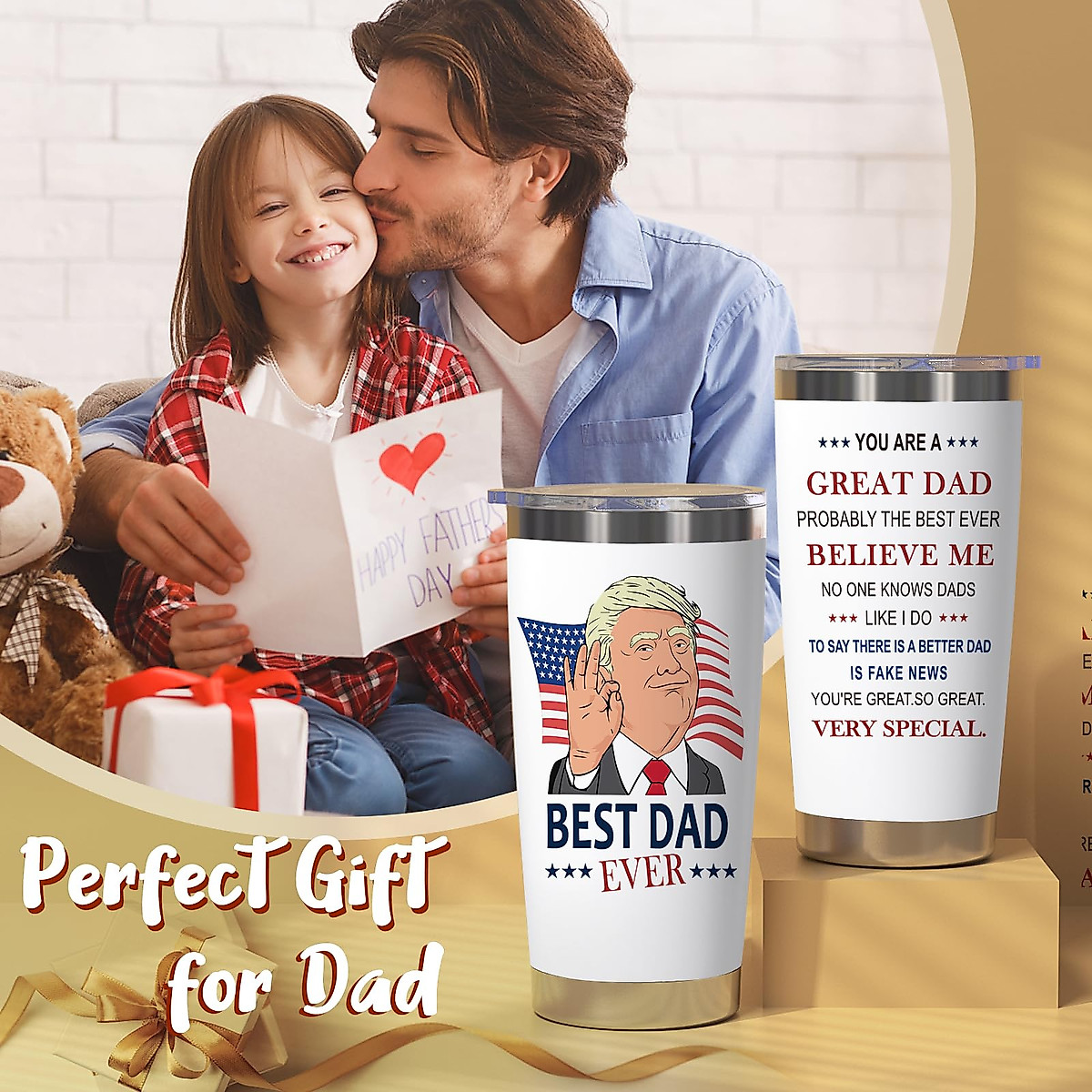 Gifts for Dad from Daughter, Son, Kids on Fathers Day, Christmas, Birthday - Funny Fathers Day Tumbler - Present for Father - Dad Tumbler 20oz