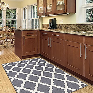 Machine Washable Moroccan Trellis Design Non-Slip Rubberback 3x5 Traditional Indoor Area Rug for Living Room, Bedroom, Kitchen, 3'3" x 5', Gray