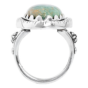 American West Sterling Green Turquoise Gemstone Arrowhead Ring Size 8