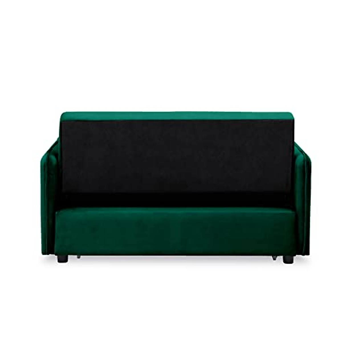 Velvet Upholstered Loveseat Sleeper w/Side Storage Pockets, 54'' 2-Seaters Sofa with Pull-Out Couch Bed with 2 Pillows & Adjustable Backrest for Living Room Apartment Office Compact Space, Green