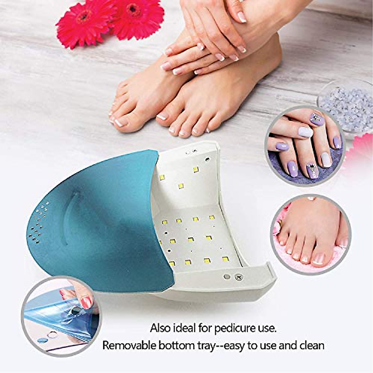 UV LED Nail Lamp, SUNUV Gel Nail Light for Nail Polish 48W UV Dryer with 3 Timers SUNone