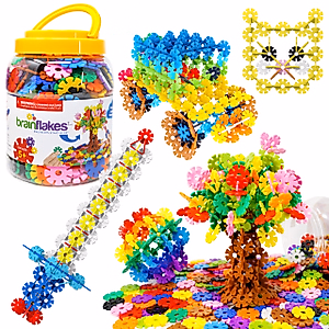 Brain Flakes 500 Piece Set, Ages 3+, Interlocking Plastic Disc Toy for Creative Building, Educational STEM Learning, Construction Block Play for Kids, Teens, Adults, Boys, and Girls