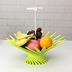Fruit Basket for Kitchen Counter, Creative Foldable Rotation Fruit Bowl with 4 in 1 Multifunctional Melon Baller Scoop Set, Modern Countertop Fruit Holder for Kitchen Dinning Table Storage Decor
