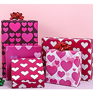 U'COVER Gift Wrapping Paper for Girls Women Men Love Heart Birthday Wrapping Paper for Valentines Day Mothers Day Anniversary Wrap Paper 10 Folded Sheet