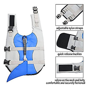 Xiaoyu Dog Life Jacket, Adjustable Pet Life Preserver Safety Dog Swimming Pool Vest, Novice Swimmer Life Jacket for Pets, Water Safety at The Pool, Beach, Boating, Blue, L