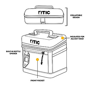 RTIC 6 Can Everyday Cooler, Soft Sided Portable Insulated Cooling for Lunch, Beach, Drink, Beverage, Travel, Camping, Picnic, for Men and Women, Navy