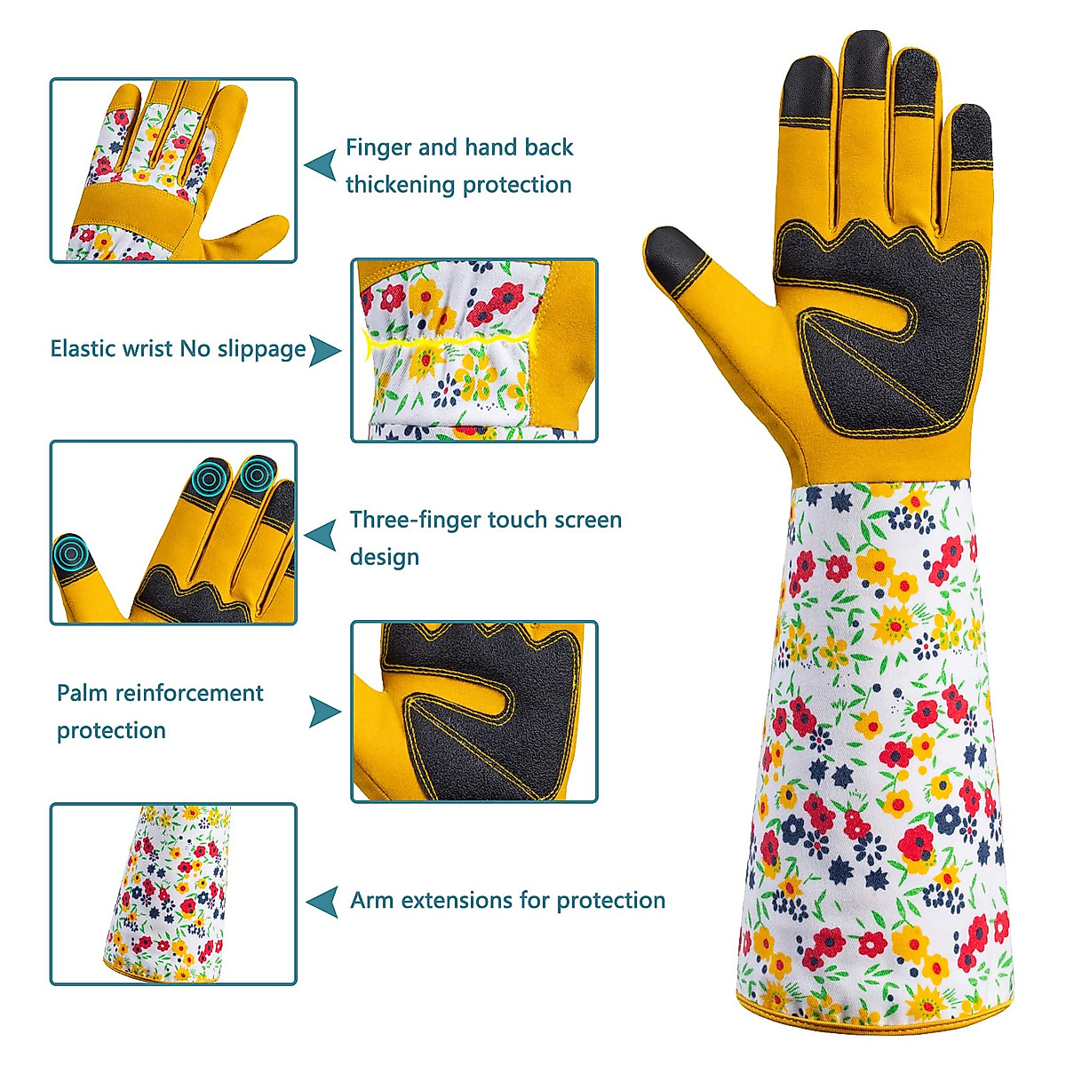 isilila Long Gardening Gloves for Women, Rose Pruning Gloves Thornproof with Forearm Protection, Breathable Work Gloves with Touch