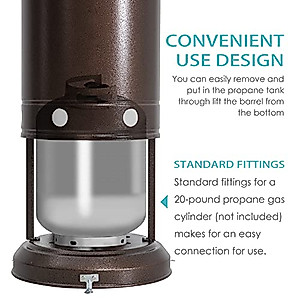 Nuu Garden 46000 BTU Outdoor Propane Gas Heater, Stainless Steel Outdoor Heater with Waterproof Heater Cover and Wheels, Propane Heater, CSA Certification for Patio, Parties, Garden, Brown