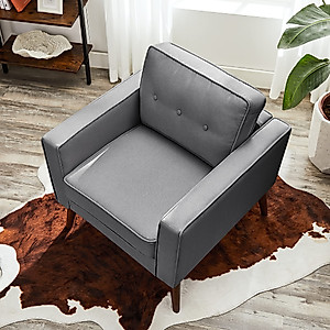 VASAGLE Accent Chair with Upholstered Cushion, Solid Wood Legs, for Living, Dining Room, Office, 31.5 x 31.5 x 30.7 Inches, Gray