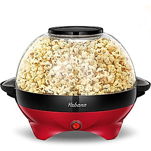 Popcorn Machine, 6-Quart Popcorn Popper maker, Nonstick Plate, Electric Stirring with Quick-Heat Technology, Cool Touch Handles (Red&Black)