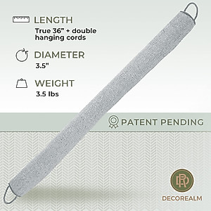 Under Door Draft Stopper and Blocker, Draft Guard for Doors and Windows, Decorative Fabric Cylinder Blocker Provides Weighted Door Insulation by DECOREALM (Grey, 36 Inches)