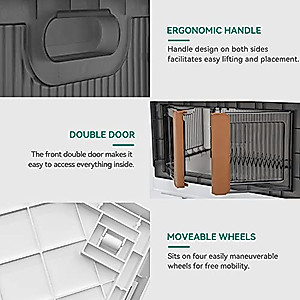 YITAHOME Storage Cabinet, Foldable Storage Bins with Clear Double Door, 8.4 Gal Storage Containers Stackable Storage Box for Groceries, Toys, Books (3 Packs, White)