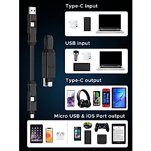 Multi Charging Cable EDC Travel Portable Keychain Charger Cable with PD Ultra-Fast Charging Power, Magnetic 4 in 1 USB C Cable for iPhone 15/15 Pro/ 15 Plus/ 15 Pro Max/MacBook Samsung (Lava Black)