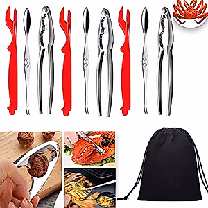 9Pcs Seafood Tools, Crab Crackers and Nut Crackers Forks Tools, Walnut Cracker Tools with Bag, Opener Shellfish Lobster Crab Leg Cracker Sheller Home Kitchen Tools for Crableg and Lobster Lovers Gift