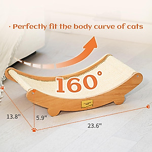 CHEERHOME PETS Sisal Cat Scratcher Bed for Indoor Cats Hammock for Scratching Pad Cat Chair Nartural Sisal Cat Scratch Post for Large Cat Scratcher Lounge, Wooden Cat Furniture(Large)