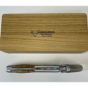 Laguiole En Aubrac Sommelier DeLuxe No 8 Waiter's Corkscrew, Bee Edition Olive Wood Handle, Wine Opener With Foil Cutter & Bottle Opener | Special Crafting Along The Luxury Corkscrew