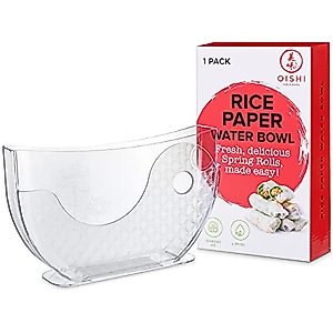 Oishi Tableware Rice Paper Water-Spring Roll Water Bowl,Rice Paper Holder for Rice Paper Wrappers for Spring Rolls,Summer Rolls. Spring Roll Maker,Banh trang holder 1 Pack Rice Paper Not Included