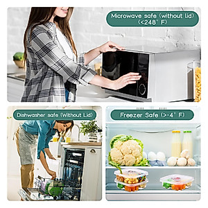 Domensi 100 Pcs 4 Compartment Food Containers Clear Plastic Bento Boxes Snack Meal Box Containers with Lids Divided Food Storage Containers for Adults School Work Travel, 5.7 x 5.7 x 1.8 Inch