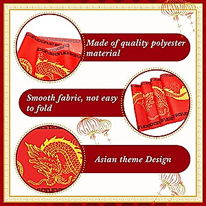 Chinese Dragon Printed Table Runner 11 Inch x 5.9 ft Dragon Table Decorations Asian Table Runner Chinese Party Decorations for Spring Festival Party Supplies Kitchen Dining Table Decoration (2 Pcs)